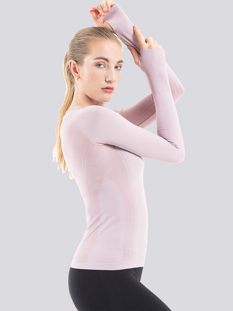 Mathcat Seamless Workout Shirts Women's Compression Shirt Purple